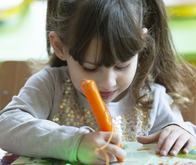 Beautiful Little Girl Having Fun at School Stock Image - Image of ...