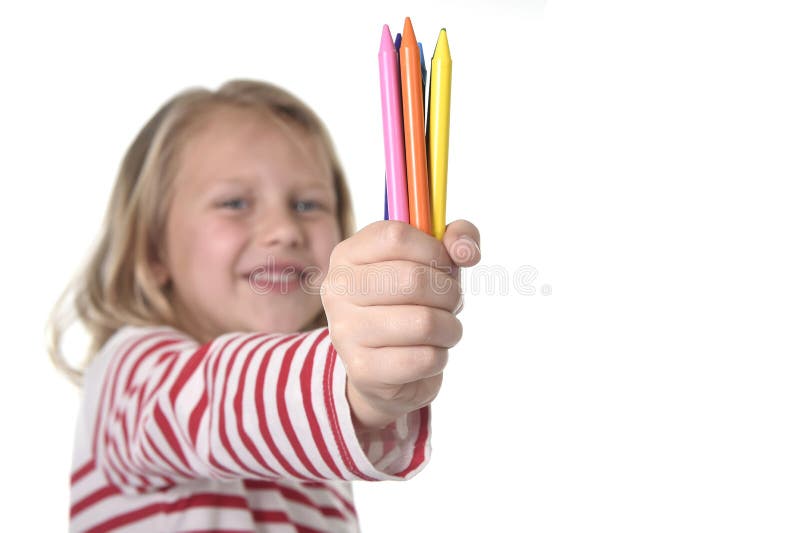 Little Girl Holding Multicolor Crayons Set Art Stock Photos - Free ... Little Girl Holding Multicolor Crayons Set Art Stock Photos - Free ...
