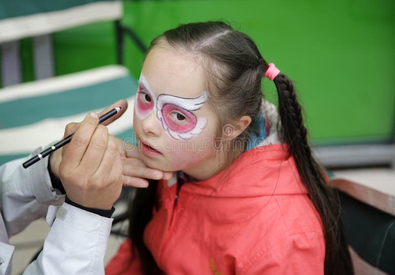 Beautiful Little Girl with a Painted Face Stock Image - Image of ...