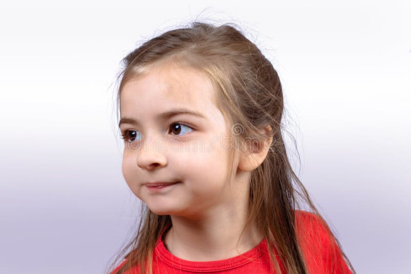Beautiful Little Girl on Studio Stock Photo - Image of look, closeup ...
