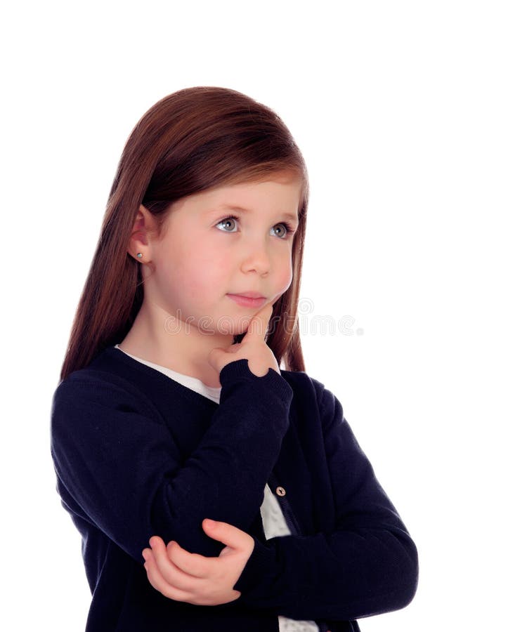 Beautiful Little Girl Thinking Stock Photo - Image of happy, beautiful ...