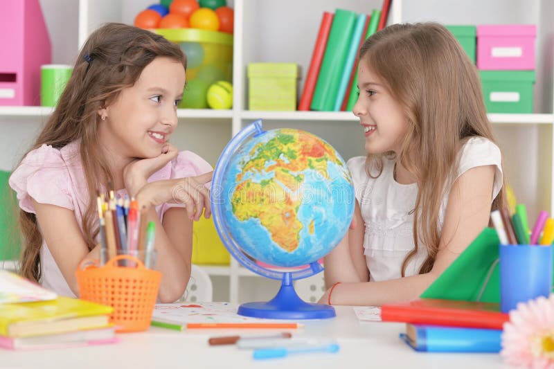 Beautiful Little Girls at Class Stock Image - Image of childhood ...