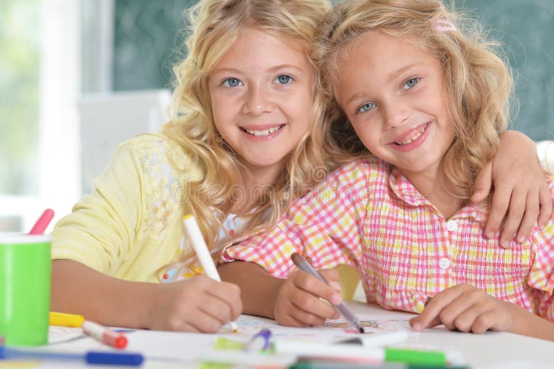 Beautiful Little Girls at Class Stock Photo - Image of caucasian, girls ...
