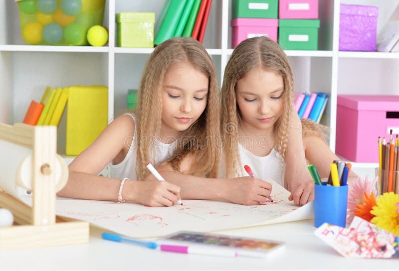 Beautiful Little Girls at Class Stock Photo - Image of people, funny ...
