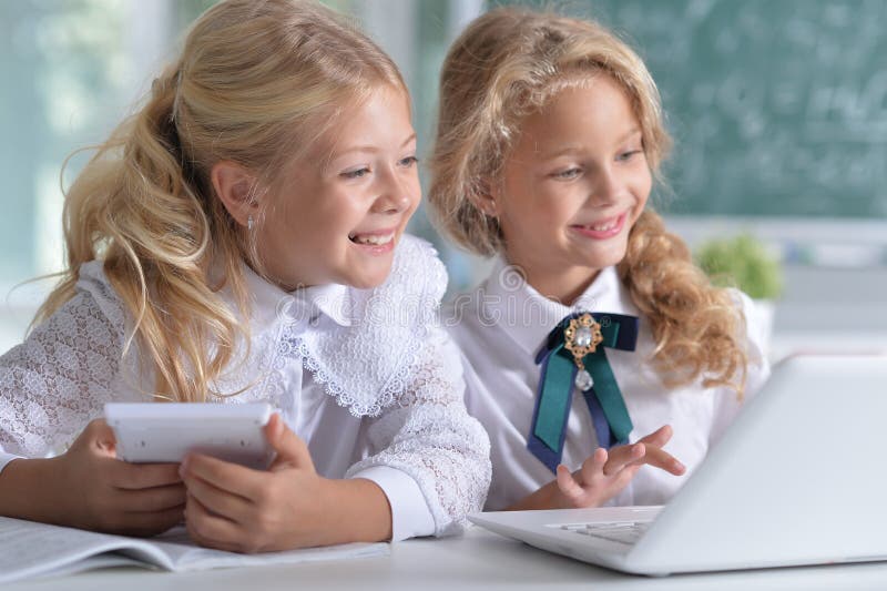 Beautiful Little Girls at Class Stock Image - Image of childhood ...