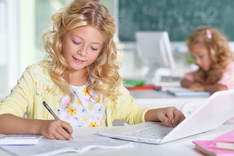 Beautiful Little Girls at Class Stock Image - Image of children ...