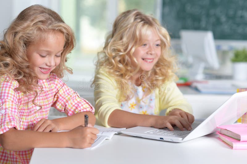 Beautiful Little Girls at Class Stock Photo - Image of good, childhood ...