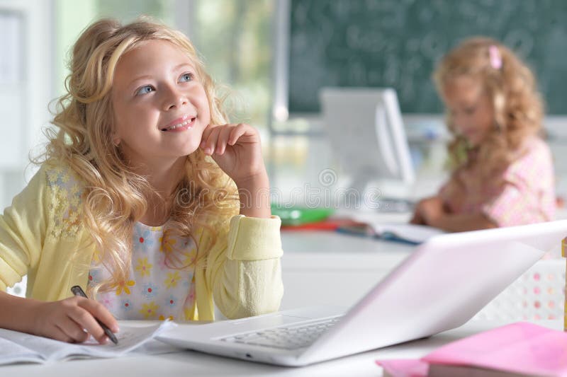 Beautiful Little Girls at Class Stock Image - Image of pretty, small ...