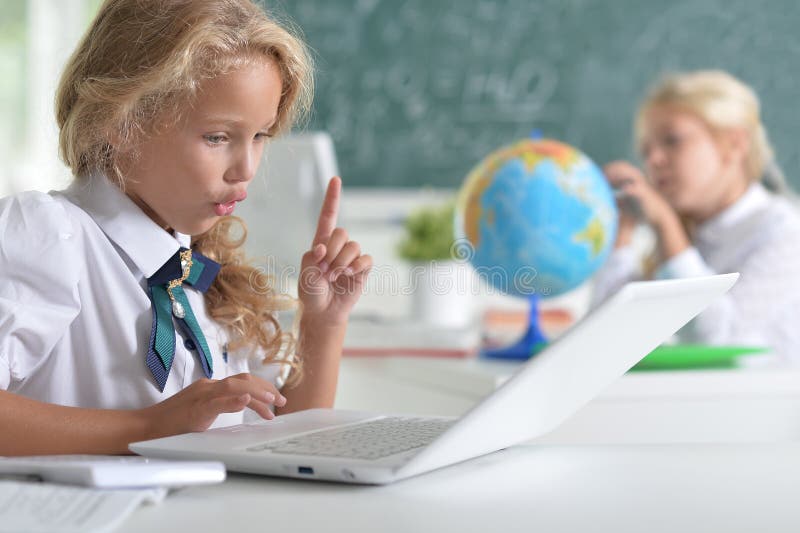 Beautiful Little Girls at Class Stock Photo - Image of elementary ...
