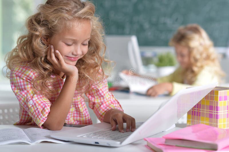 Beautiful Little Girls at Class Stock Image - Image of funny, learning ...