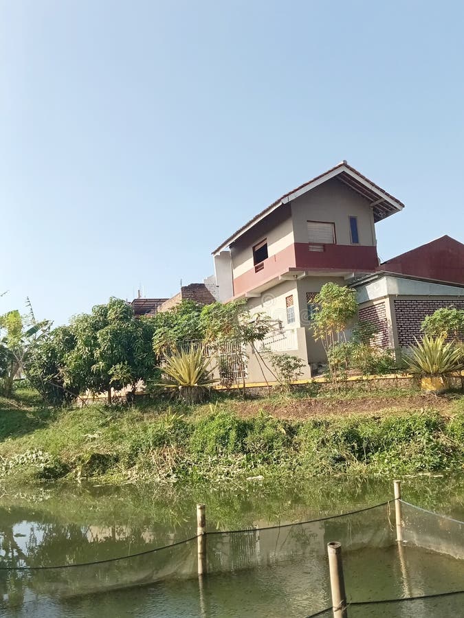 Beautiful Little House Above the Fish Pond Stock Image - Image of ...