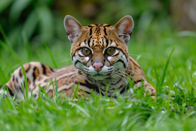 Beautiful little ocelot stock illustration. Illustration of black ...