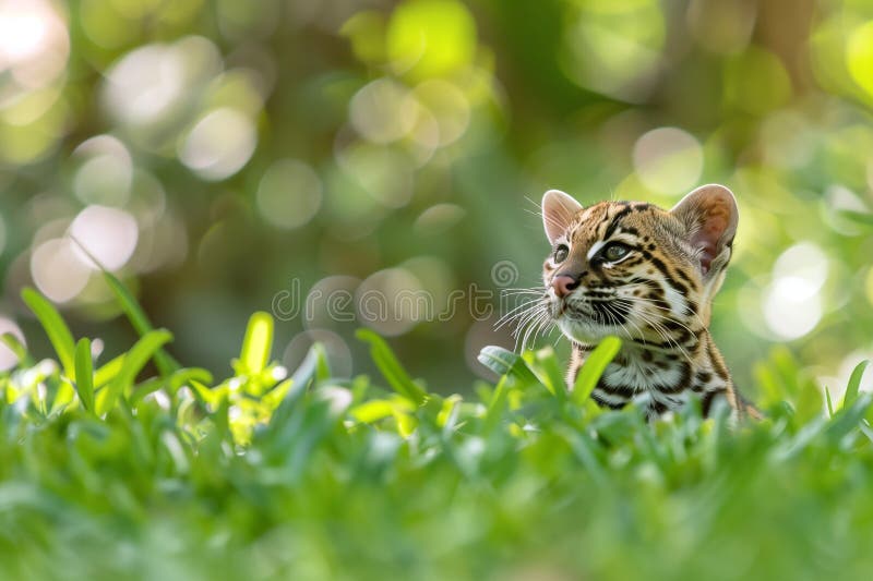 Beautiful little ocelot stock illustration. Illustration of hunter ...