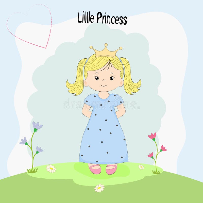 Beautiful Little Princess Standing on the Grass Stock Vector ...