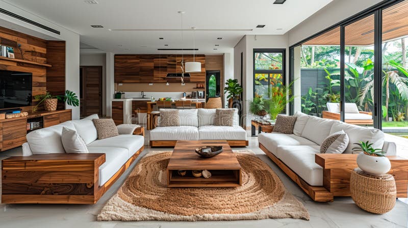 Beautiful Living Room Interior Design Stock Illustration - Illustration ...