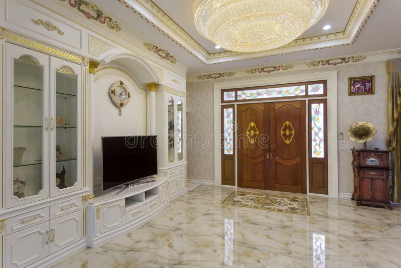 Beautiful Living Room in New Home. Stock Image - Image of light ...