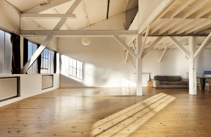 Large Empty Room in Loft Style Stock Photo - Image of hall, indoor ...