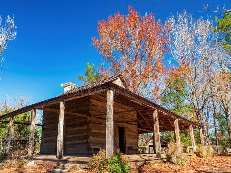 Beautiful Log Cabin Along the Texas Native Trail Stock Image - Image of ...