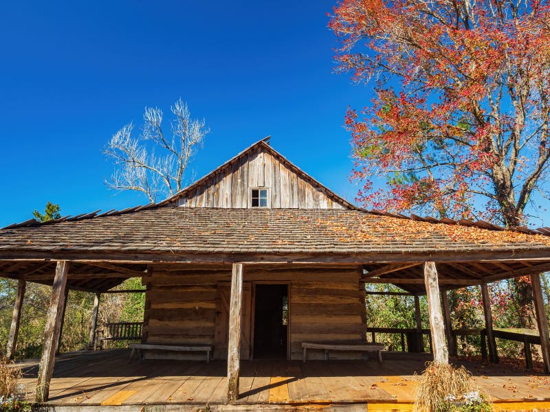 Beautiful Log Cabin Along the Texas Native Trail Stock Photo - Image of ...