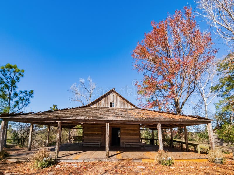 Beautiful Log Cabin Along the Texas Native Trail Stock Image - Image of ...