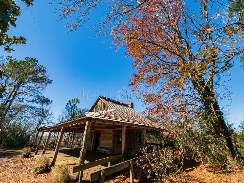 Beautiful Log Cabin Along the Texas Native Trail Stock Image - Image of ...
