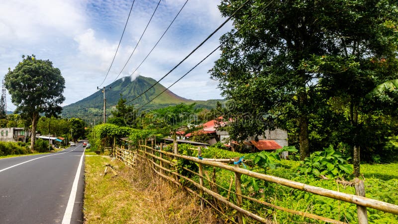 The Beautiful Lokon Mountain in Tomohon City Stock Image - Image of ...