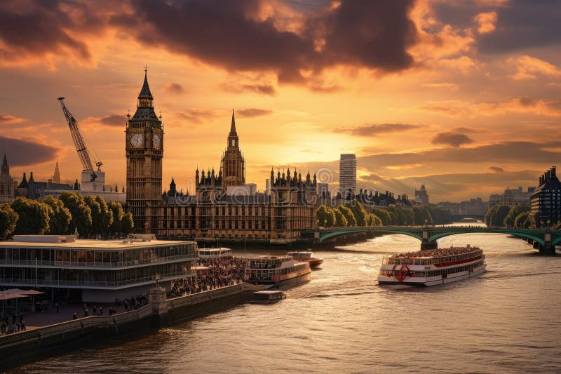 Beautiful London and the River , London City Ai Generated Stock Photo ...