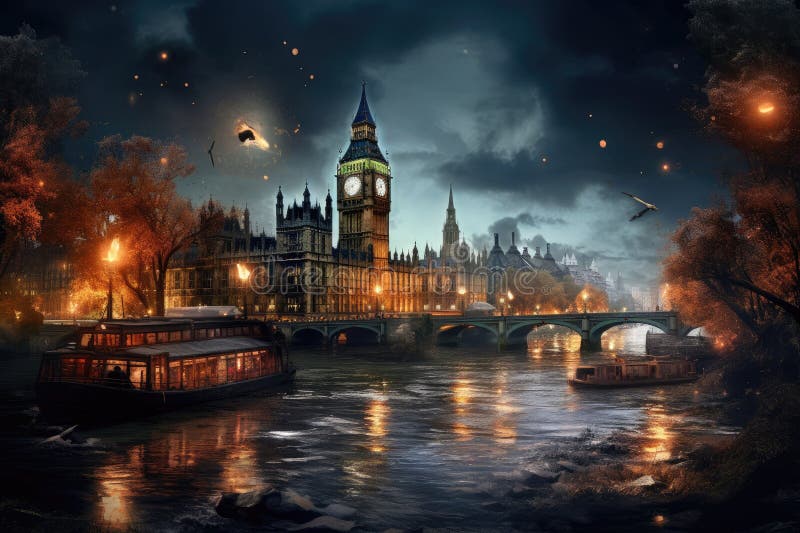 Beautiful London and the River , London City Ai Generated Stock Photo ...