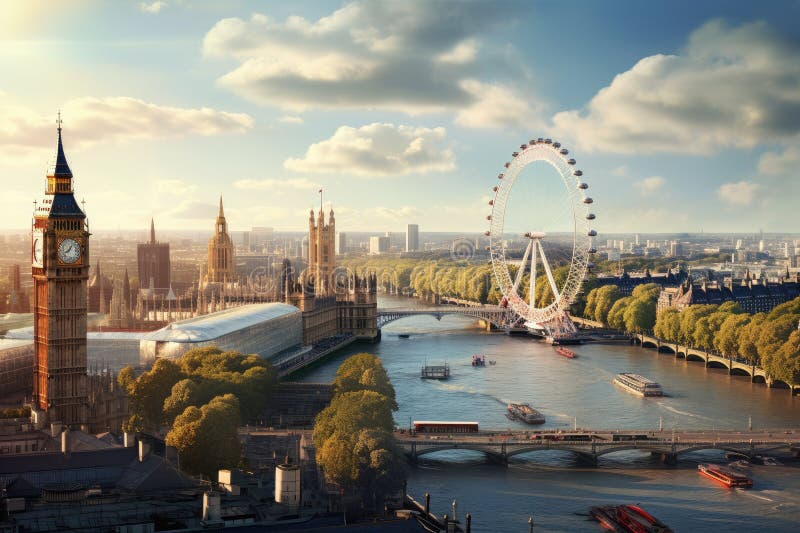 Beautiful London and the River , London City Ai Generated Stock Photo ...