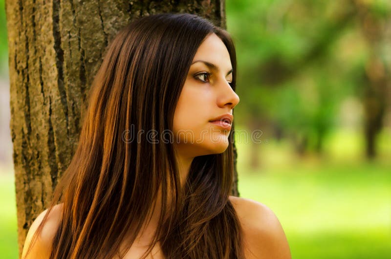 Beautiful Lonely Girl in the Park Stock Image - Image of fashion ...