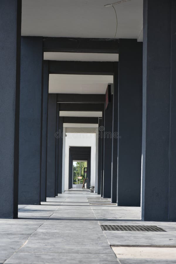 Beautiful Long Corridor of Concrete Stock Image - Image of stone ...