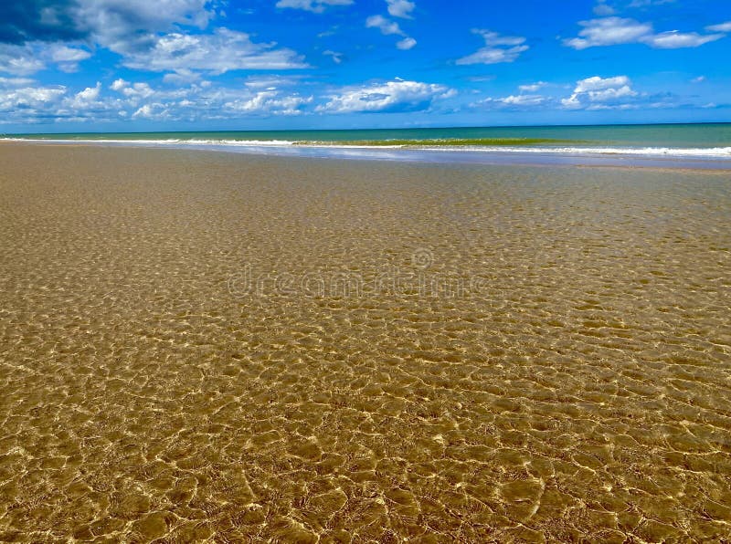 Beautiful Long Empty Beach in Normandy Stock Photo - Image of discover ...