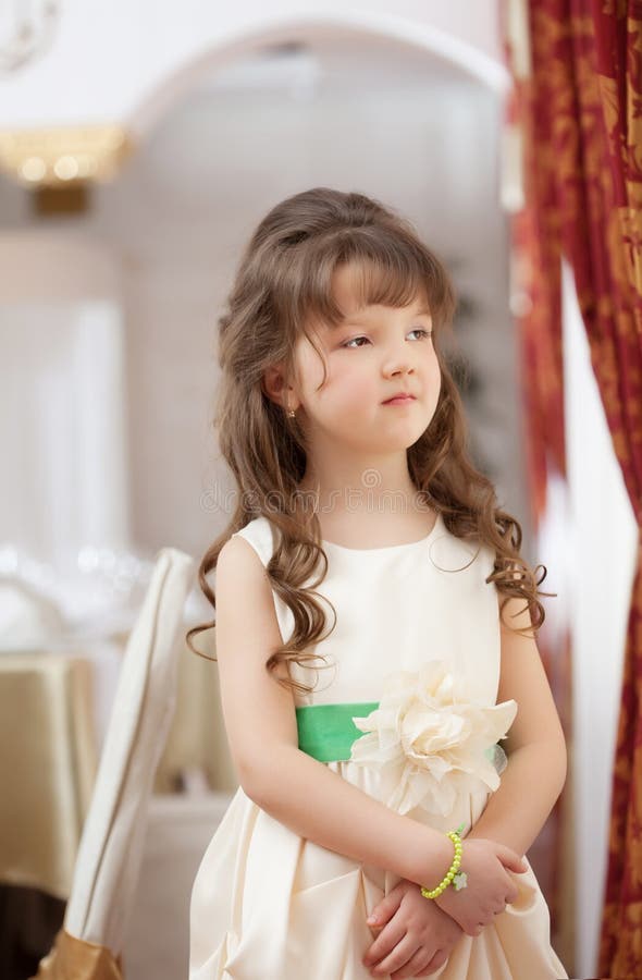 Beautiful Long-haired Girl Posing in Smart Dress Stock Image - Image of ...