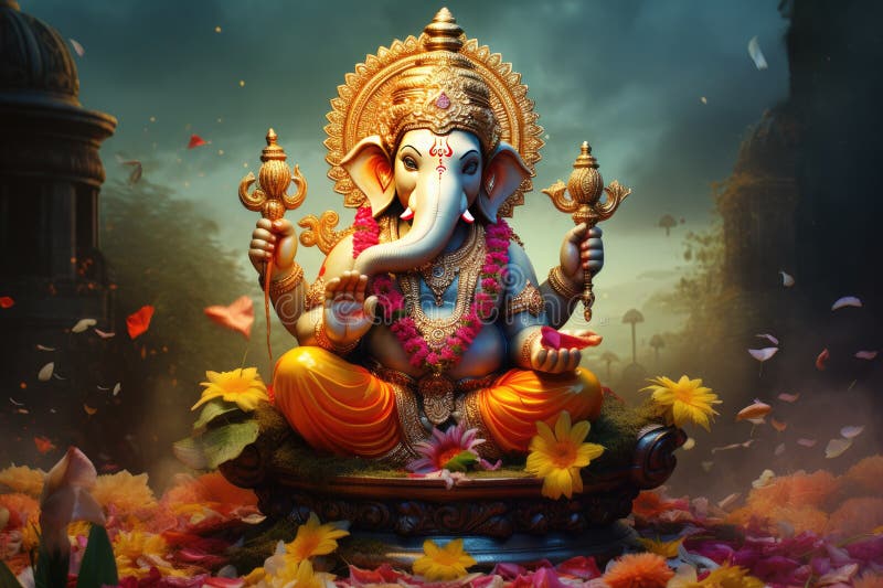 Beautiful Lord Ganesh AI Generated Stock Photo - Image of generated ...