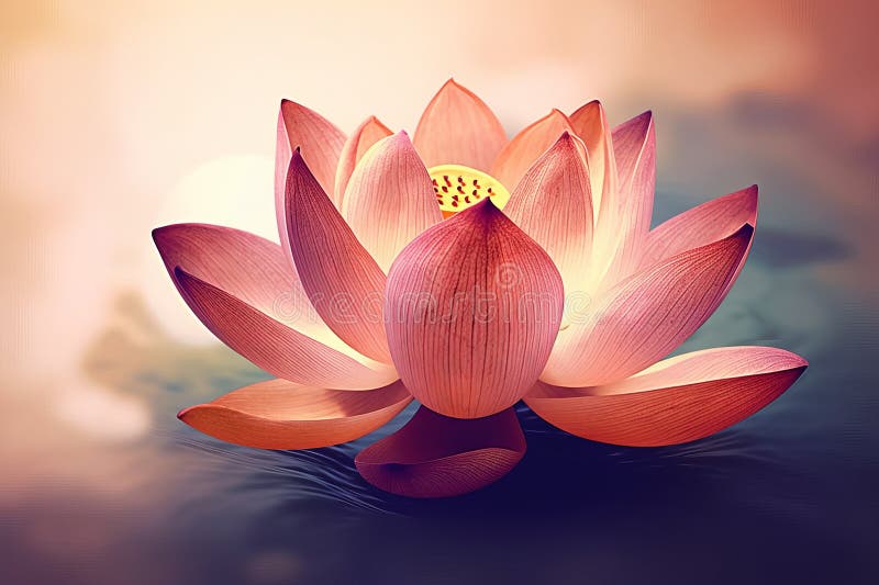 Beautiful Lotus Flower on Abstract Background. Generative AI. Stock ...