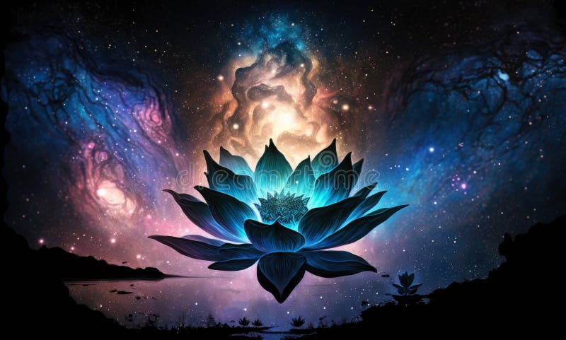 Beautiful Lotus Flower in Cosmic Space. Generative Ai. Stock ...