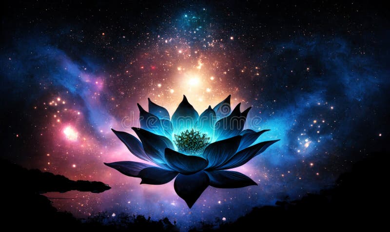 Beautiful Lotus Flower in Cosmic Space. Generative Ai. Stock ...