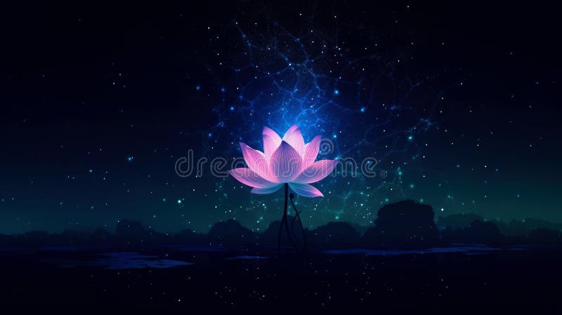 Beautiful Lotus Flower in Cosmic Space. Generative Ai. Stock ...