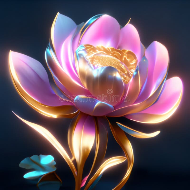Beautiful Lotus Flower, 3d Rendering. Computer Digital Drawing Stock ...