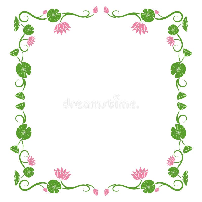 Beautiful Lotus Flower Plant Border Stock Vector - Illustration of ...