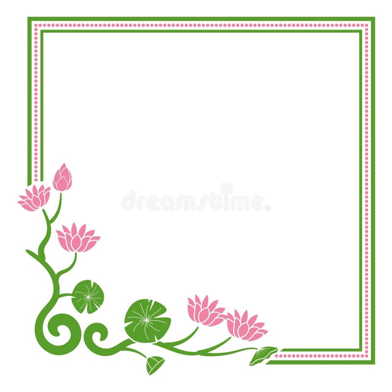 Beautiful Lotus Flower Plant Border Frame Template Stock Illustrations ...