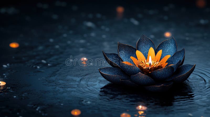 A Beautiful Lotus Flower in a Serene Water Setting Illuminated by Soft ...