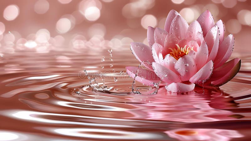 Beautiful Lotus Flower on Water. Stock Illustration - Illustration of ...
