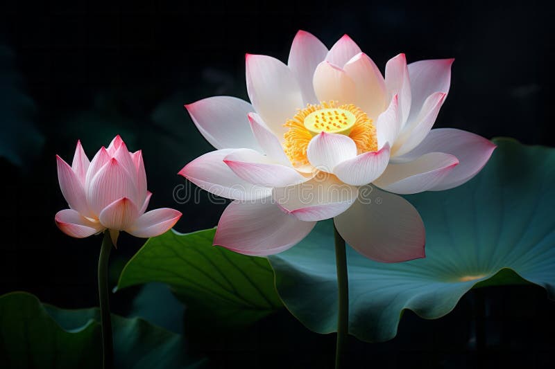 Beautiful Lotus Gracefully Poised Dark Backdrop Stock Photos - Free ...