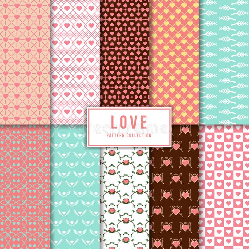 Beautiful Love Pattern Collection Stock Vector - Illustration of ...