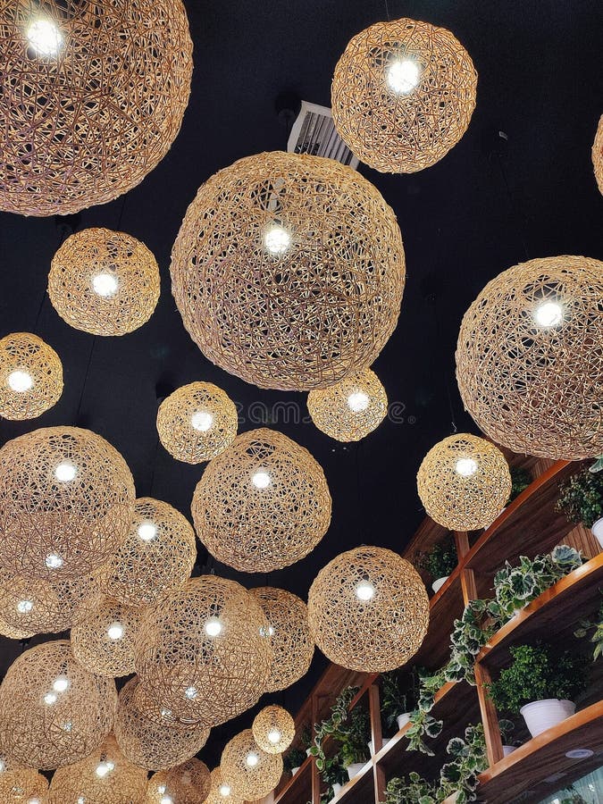 Beautiful and Lovely Abstract Ceiling Lights Interior Decoration Stock ...