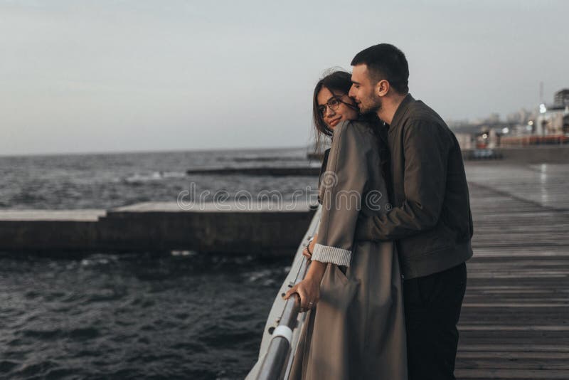 Beautiful Loving Couple Hugging Each Other Stock Image - Image of ocean ...