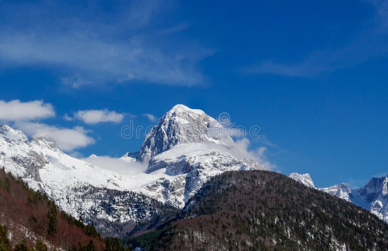 Beautiful Low Angle Shot of a Mountainous Landscape Stock Image - Image ...