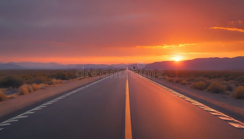 Beautiful Low Level View of an Empty Road with Mountain in Background ...