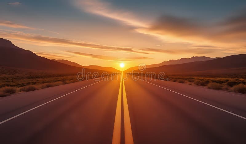 Beautiful Low Level View of an Empty Road with Mountain in Background ...